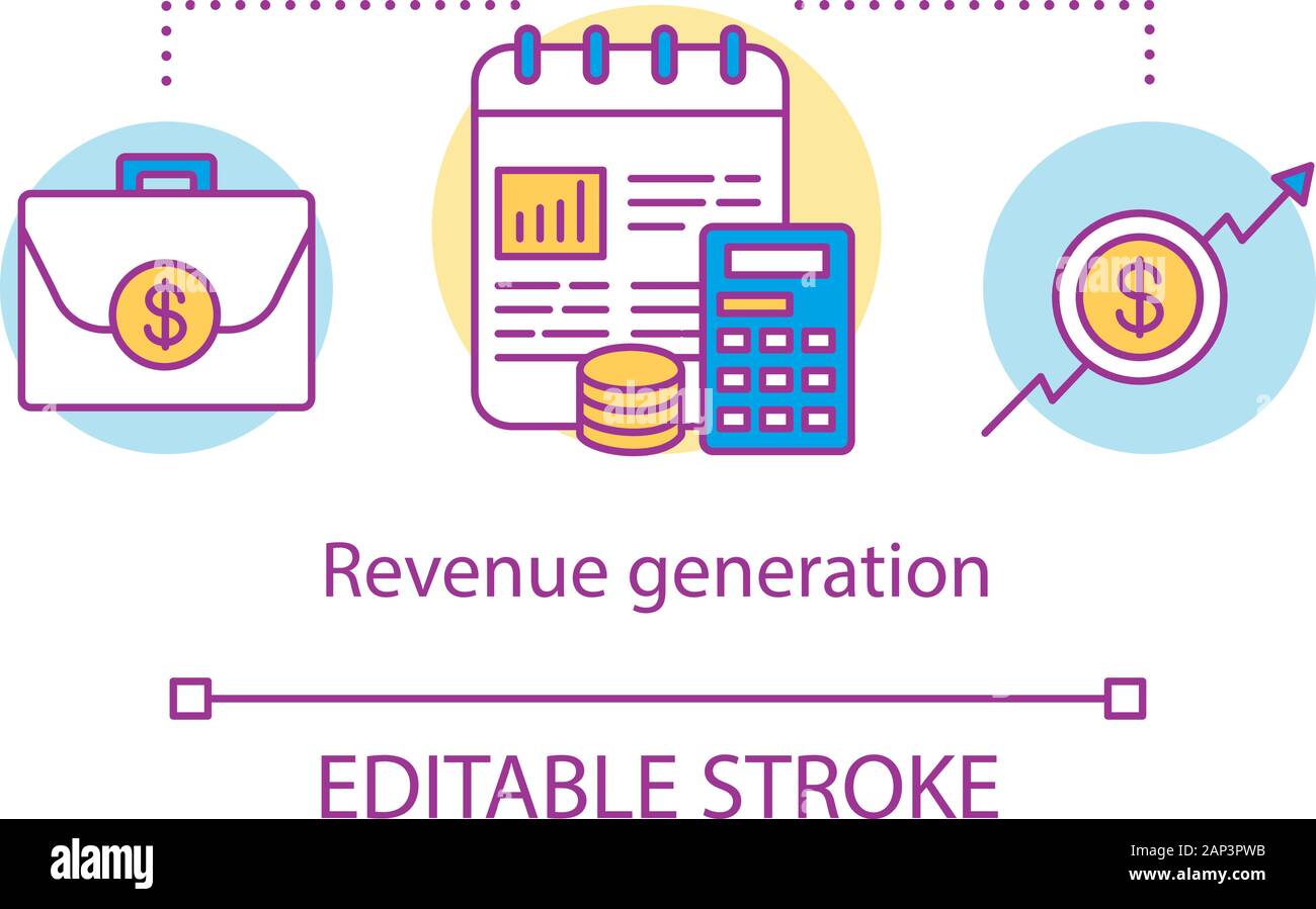 Revenue generation concept icon. Success and income increase idea thin ...