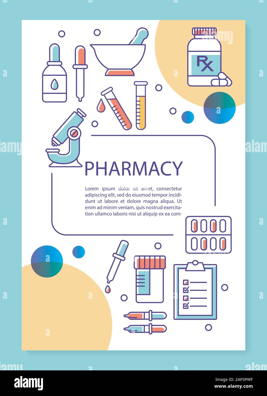 Pharmaceutical industry poster template layout. Drugs production ...