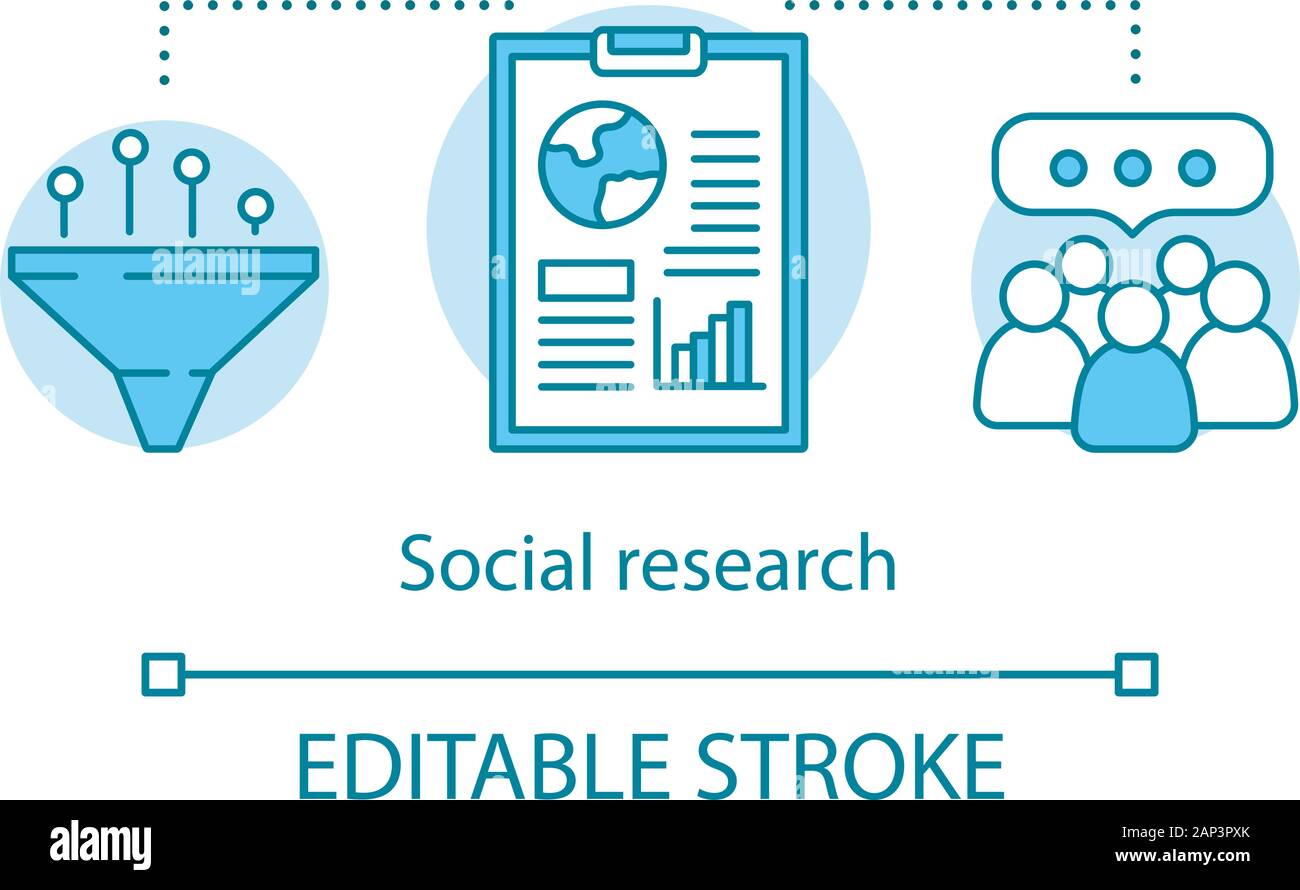 Social research concept icon. Social poll, survey idea thin line ...