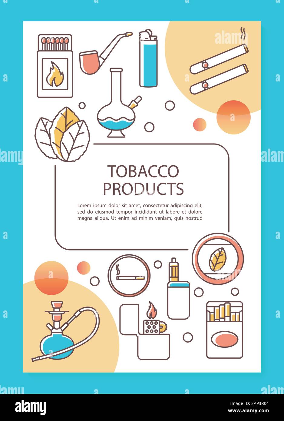 Tobacco industry poster template layout. Smoking equipment, products ...