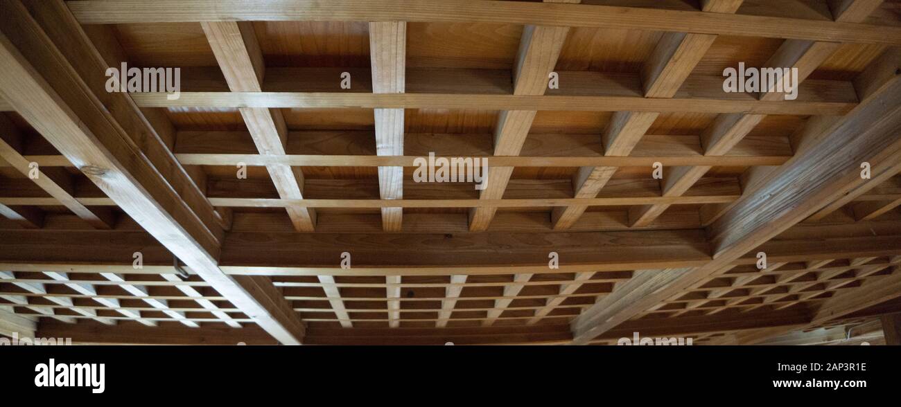Wood carved Japanese ceiling in castle Stock Photo - Alamy