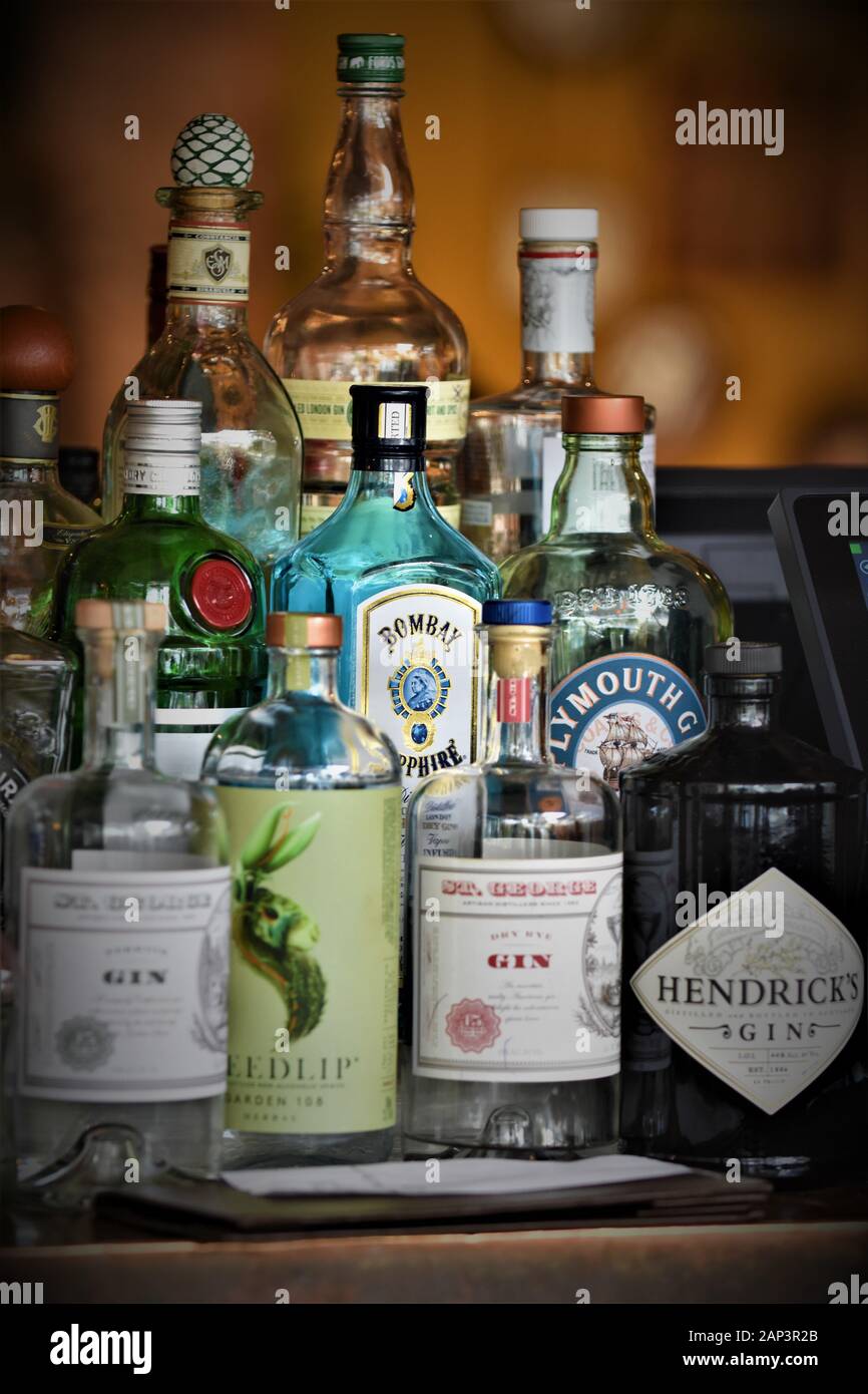 Beer wine and alcoholic beverages for sale at high end outside bar in ...