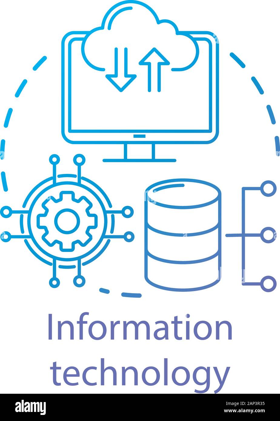 Information technology concept icon. Computer science. Structuring, storing, retrieving, and ...