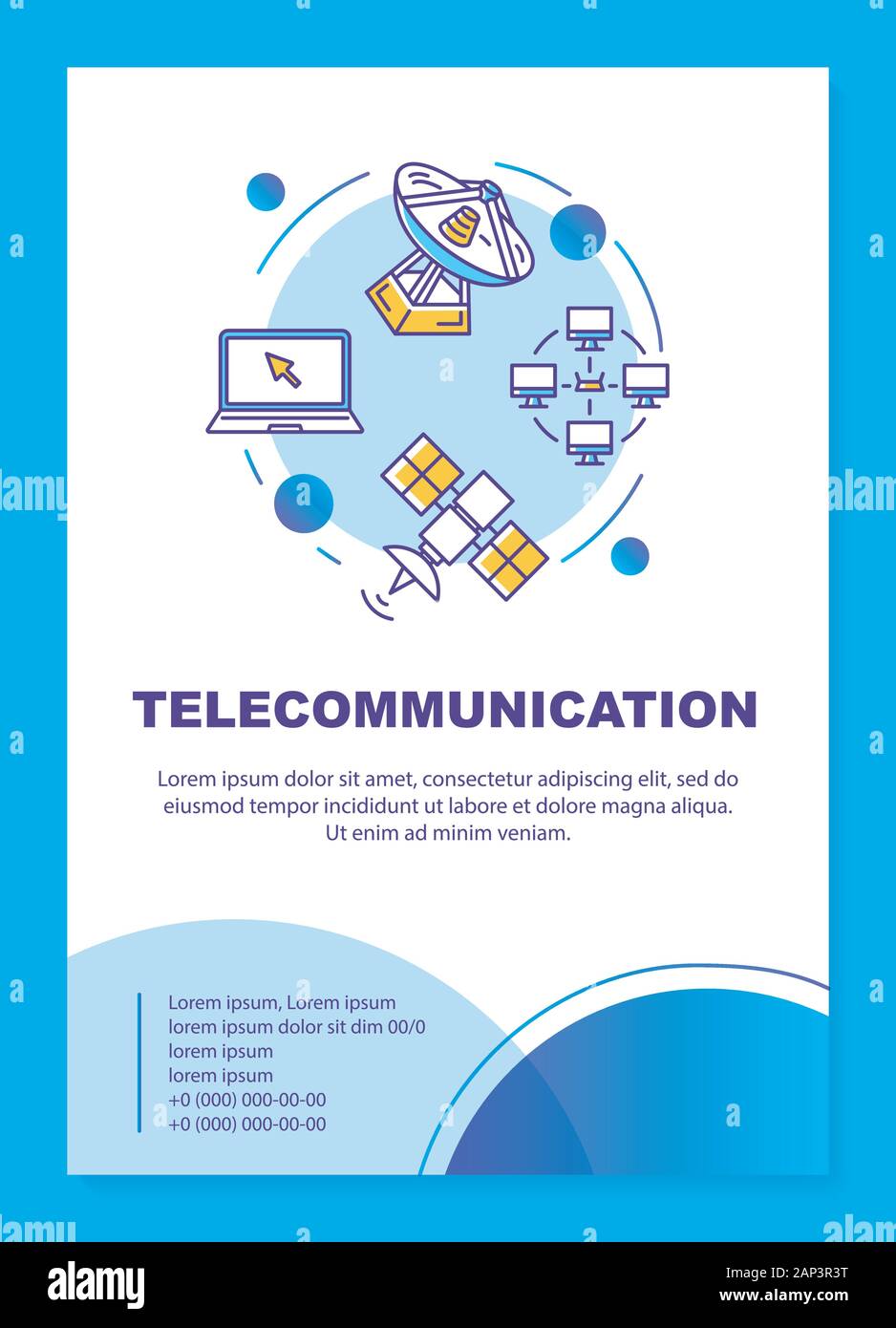 Telecommunication industry poster template layout. TV broadcasting ...