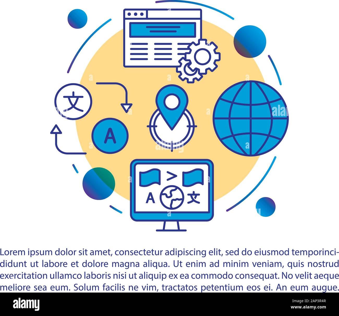 Translation application article page vector template. Online translator ...