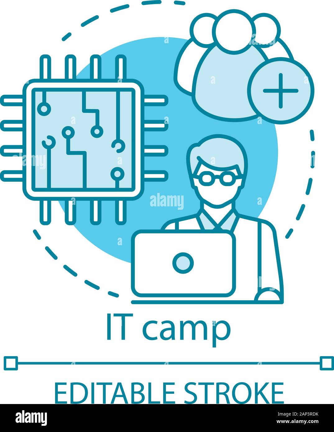 Information technology camp concept icon. Employment, recognition for ...