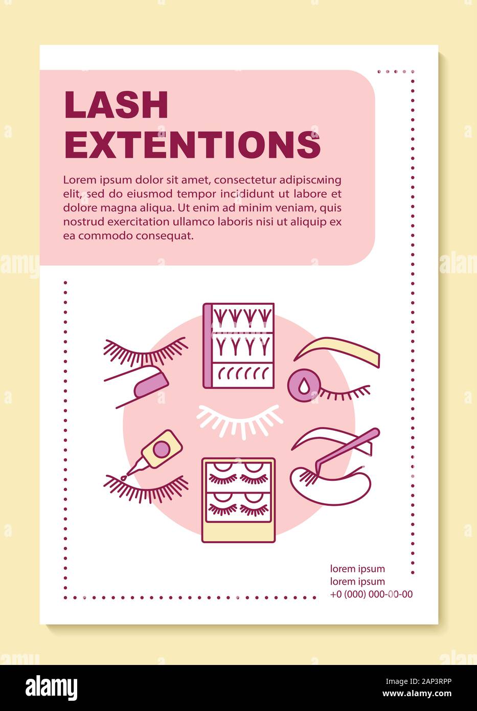 Lash extension poster template layout. False eyelashes packs and glue ...
