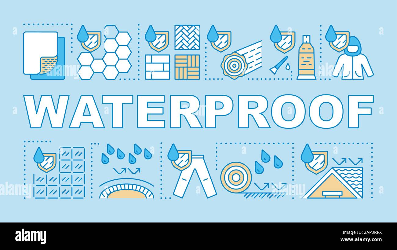 Waterproof materials word concepts banner. Presentation, website ...