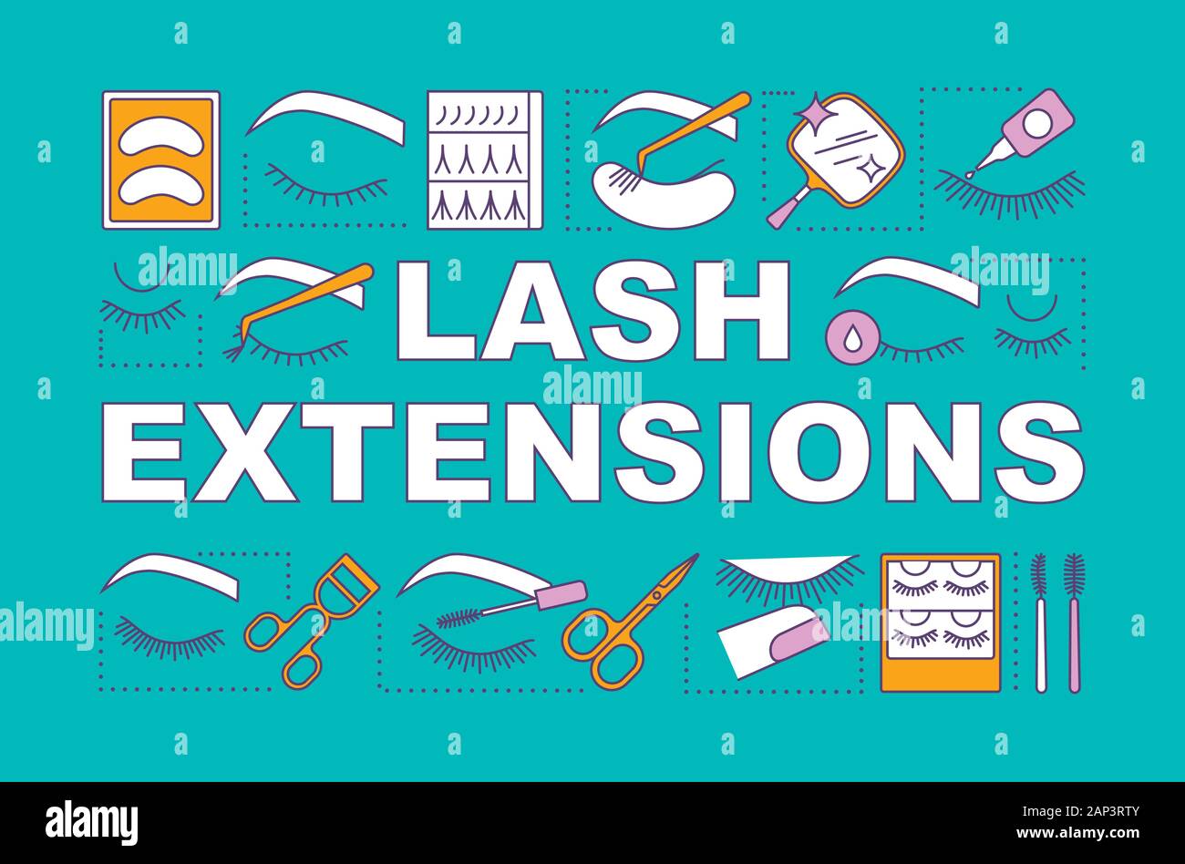 Lash extensions word concepts banner. Beauty service. Classic, 2d and ...