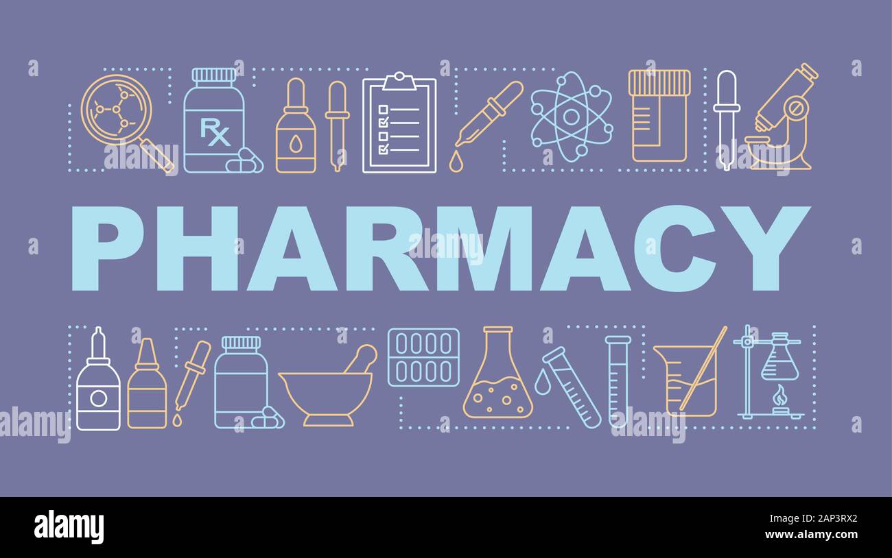 Pharmacy word concepts banner. Preparation and sale of drugs ...