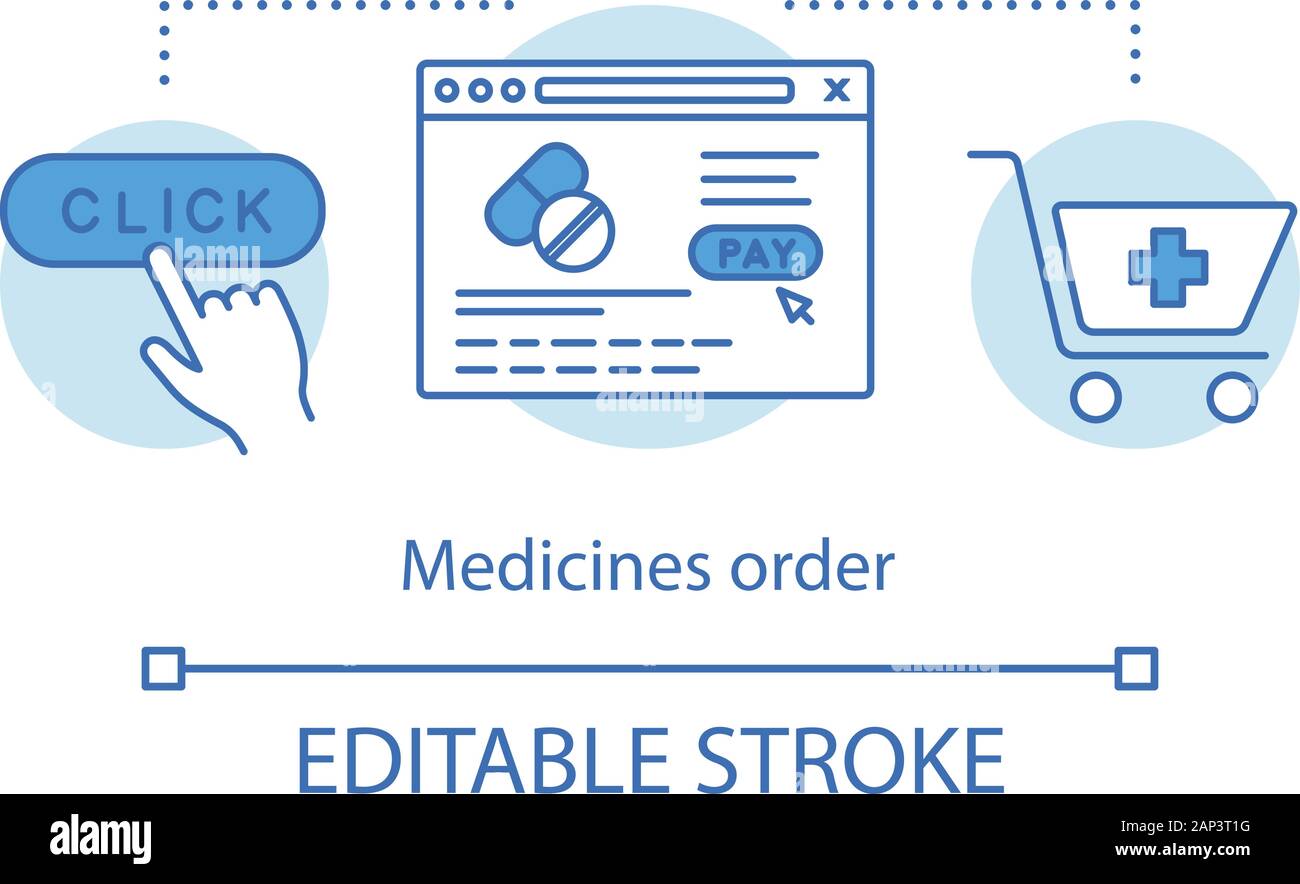 Medicines order concept icon. Online pharmacy idea thin line ...