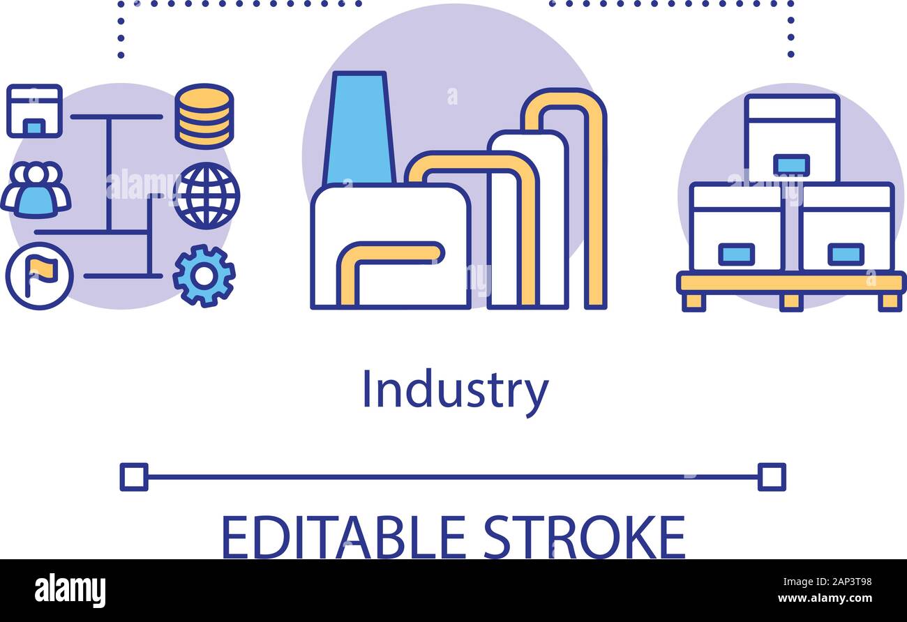 Industry concept icon. Industrial automation production idea thin line ...