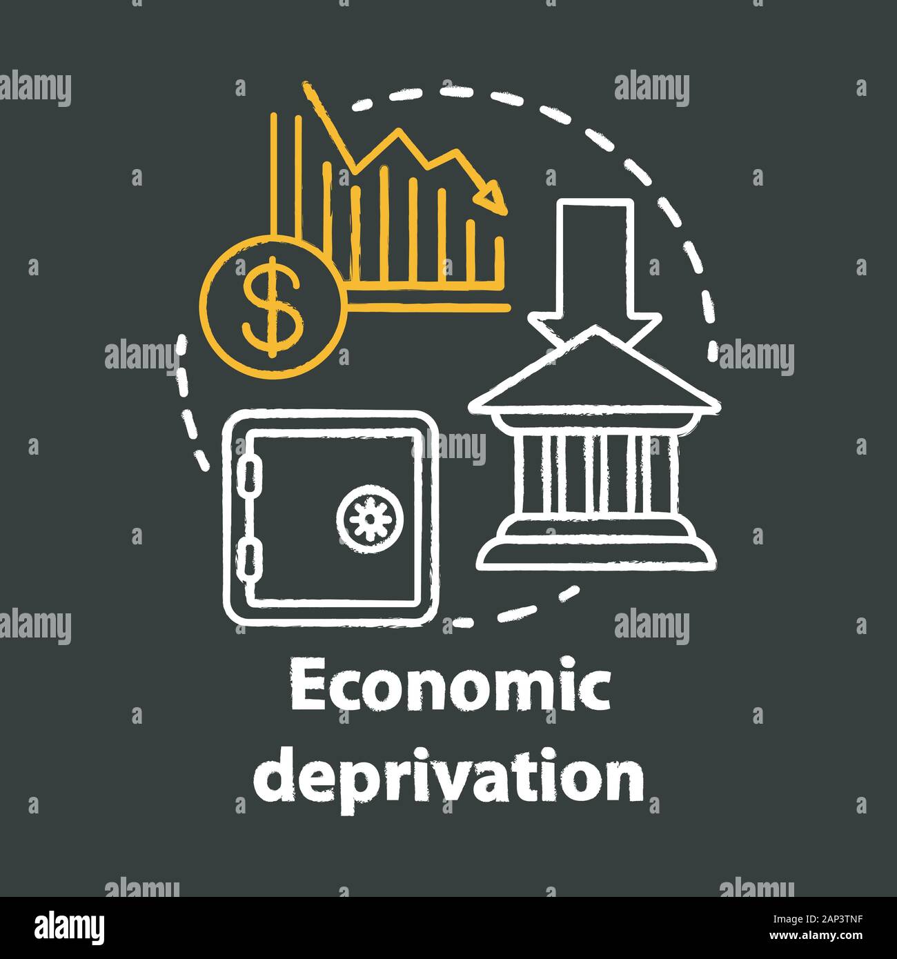 Economic deprivation chalk concept icon. Poverty & financial loss ... Economic deprivation chalk concept icon. Poverty & financial loss ...