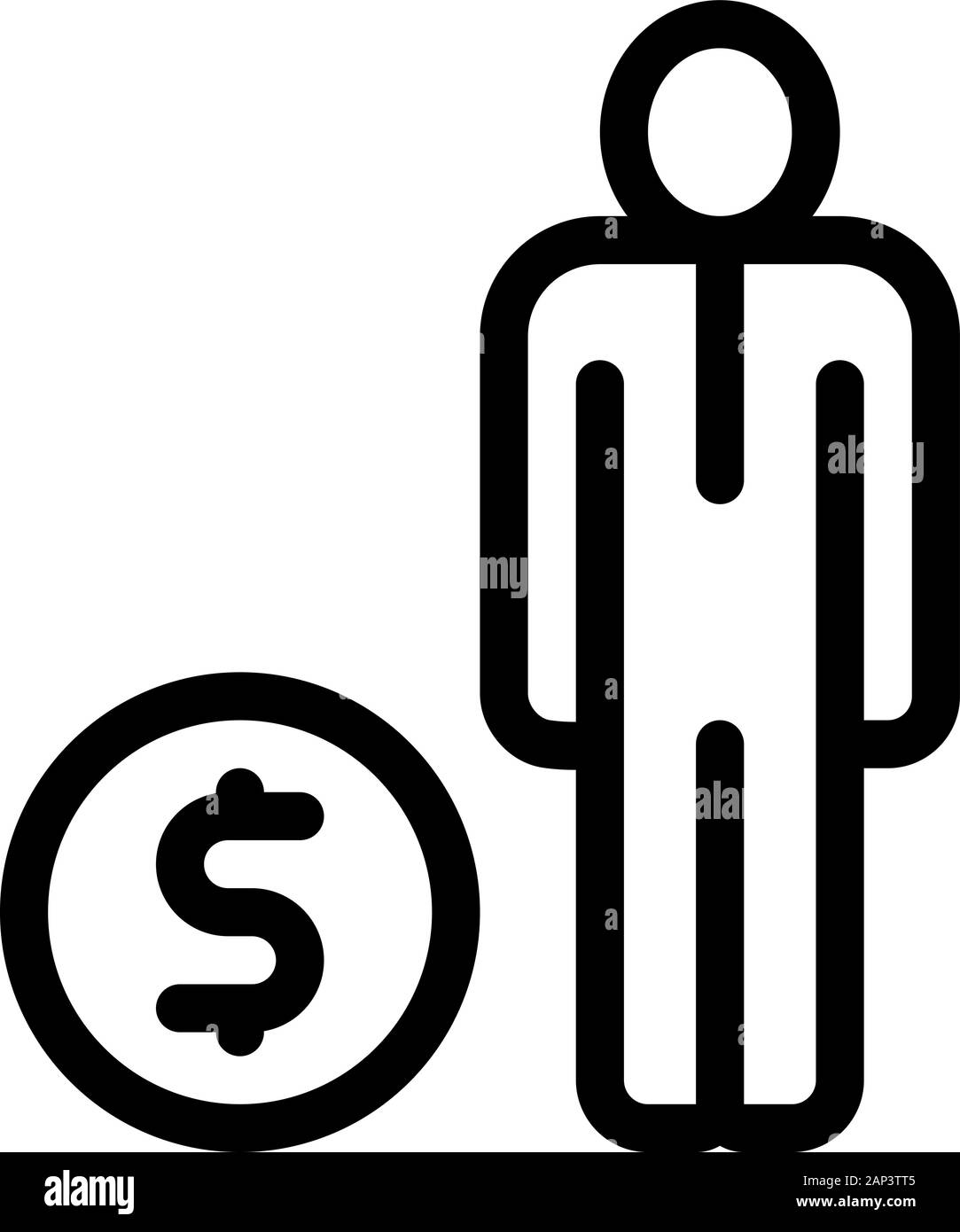 Human Dollar Coin Icon Vector Outline Illustration Stock Vector Image ...