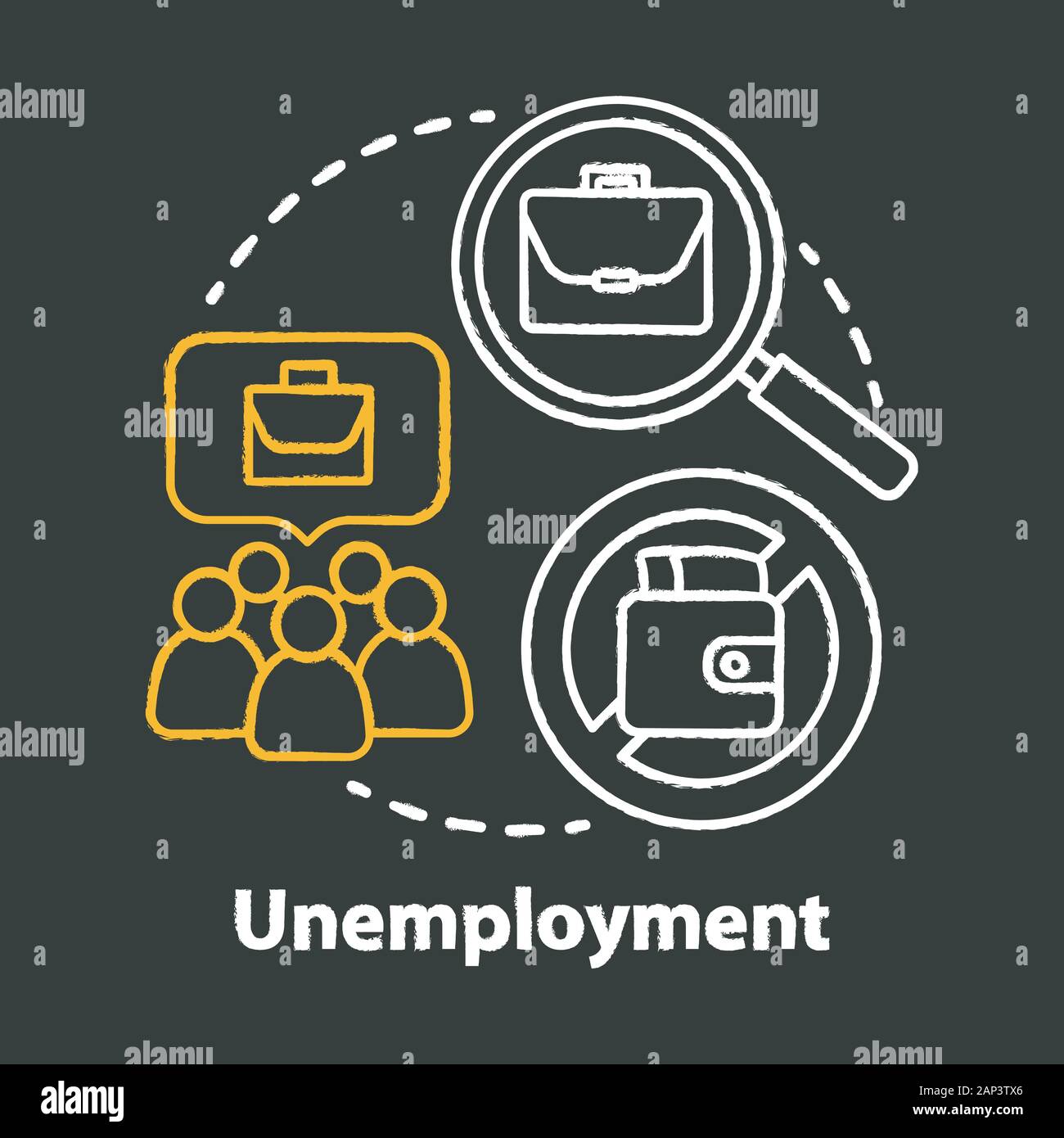 Unemployment chalk concept icon. Poverty idea. Joblessness. Jobless and ...