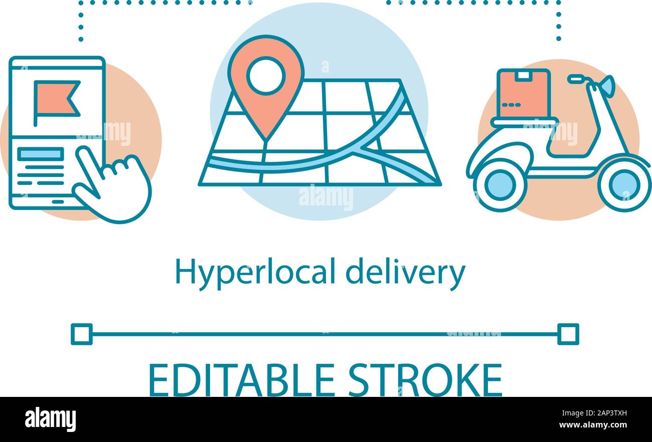 Hyperlocal delivery concept icon. On demand service idea thin line ...
