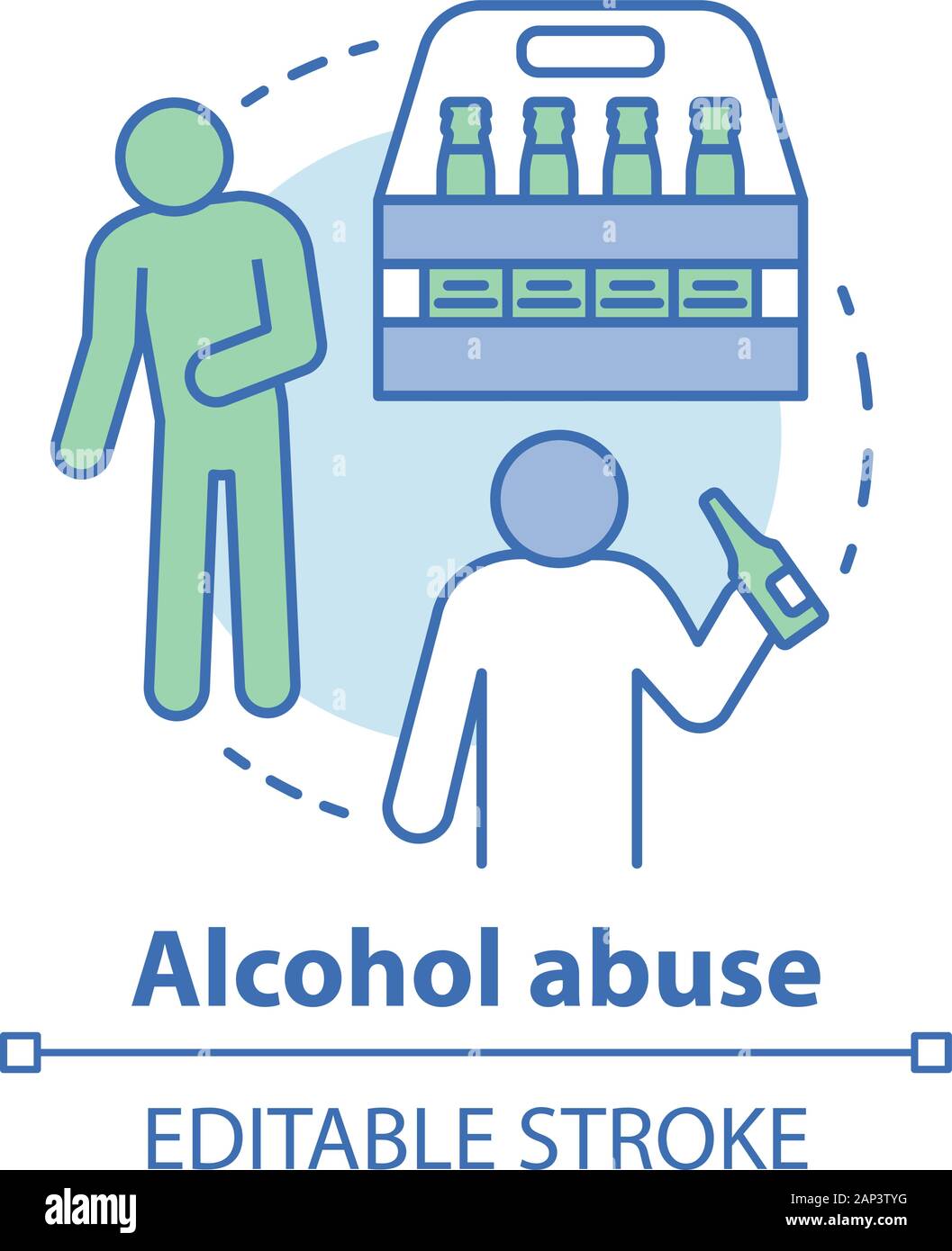 Alcohol abuse concept icon. Alcoholic dependence, addiction idea thin ...