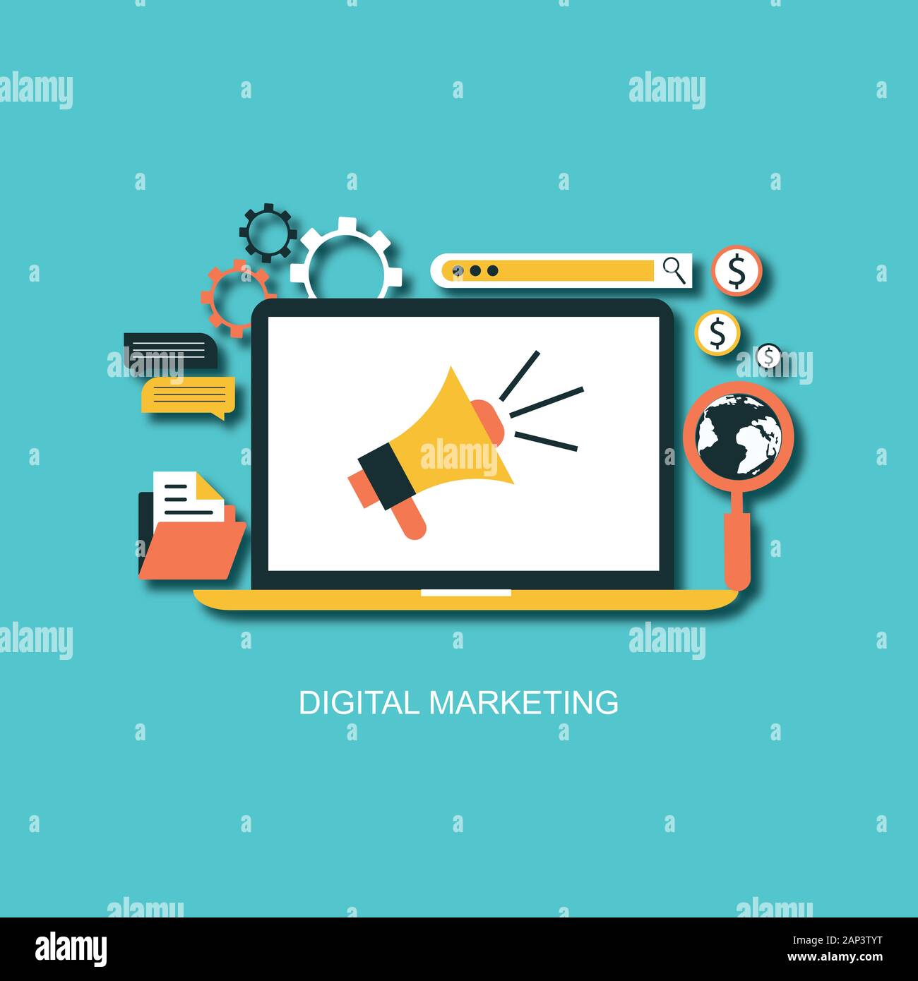 Vector content marketing concept in flat style stock illustration Stock ...