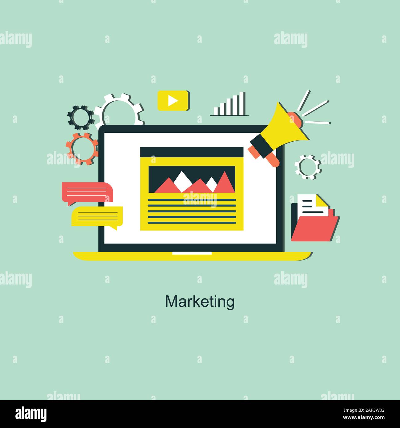 Vector content marketing concept in flat style stock illustration Stock ...