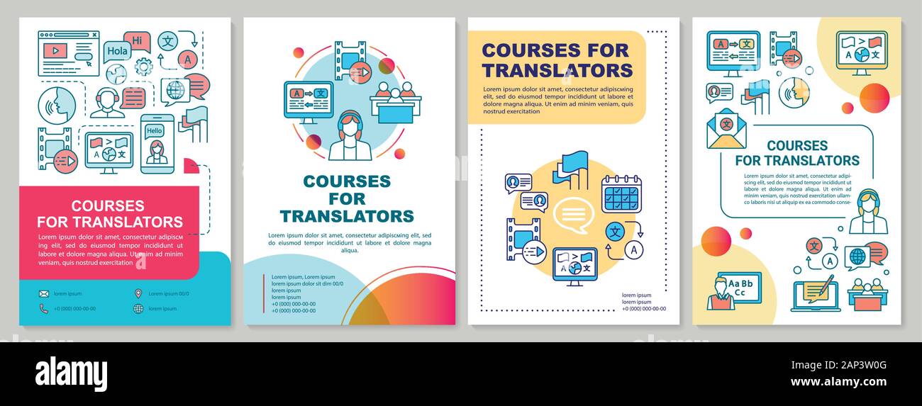 Courses for translators brochure template layout. Interpretation. Flyer ...