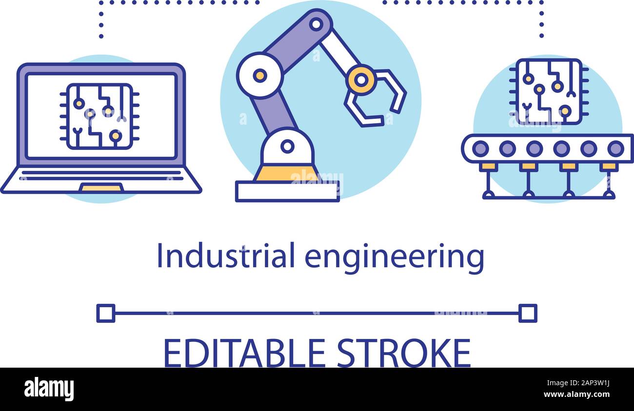 Industrial engineering concept icon. Manufacturing process optimization ... Industrial engineering concept icon. Manufacturing process optimization ...