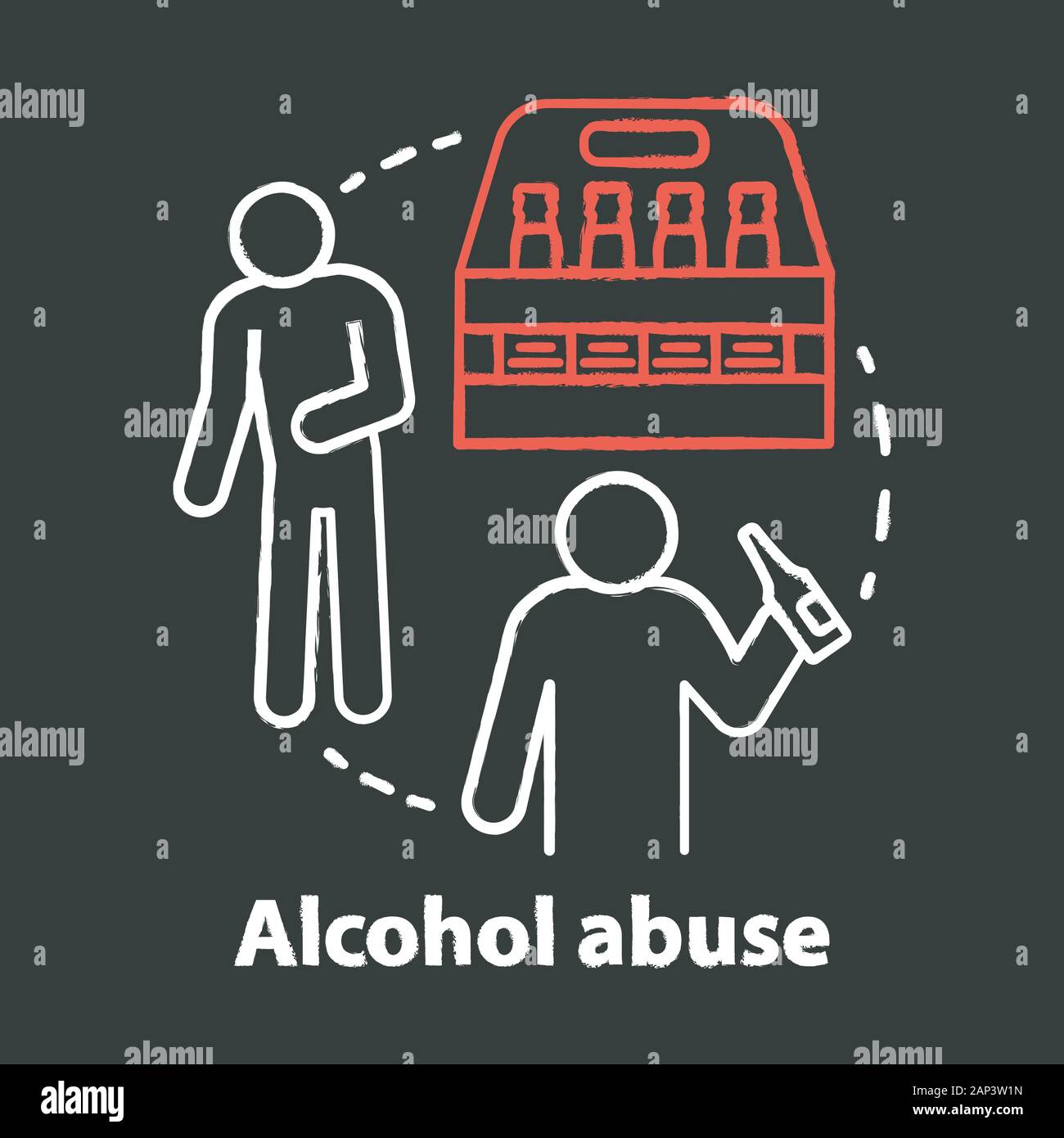 Alcohol abuse chalk concept icon. Alcoholic dependence, addiction idea ...