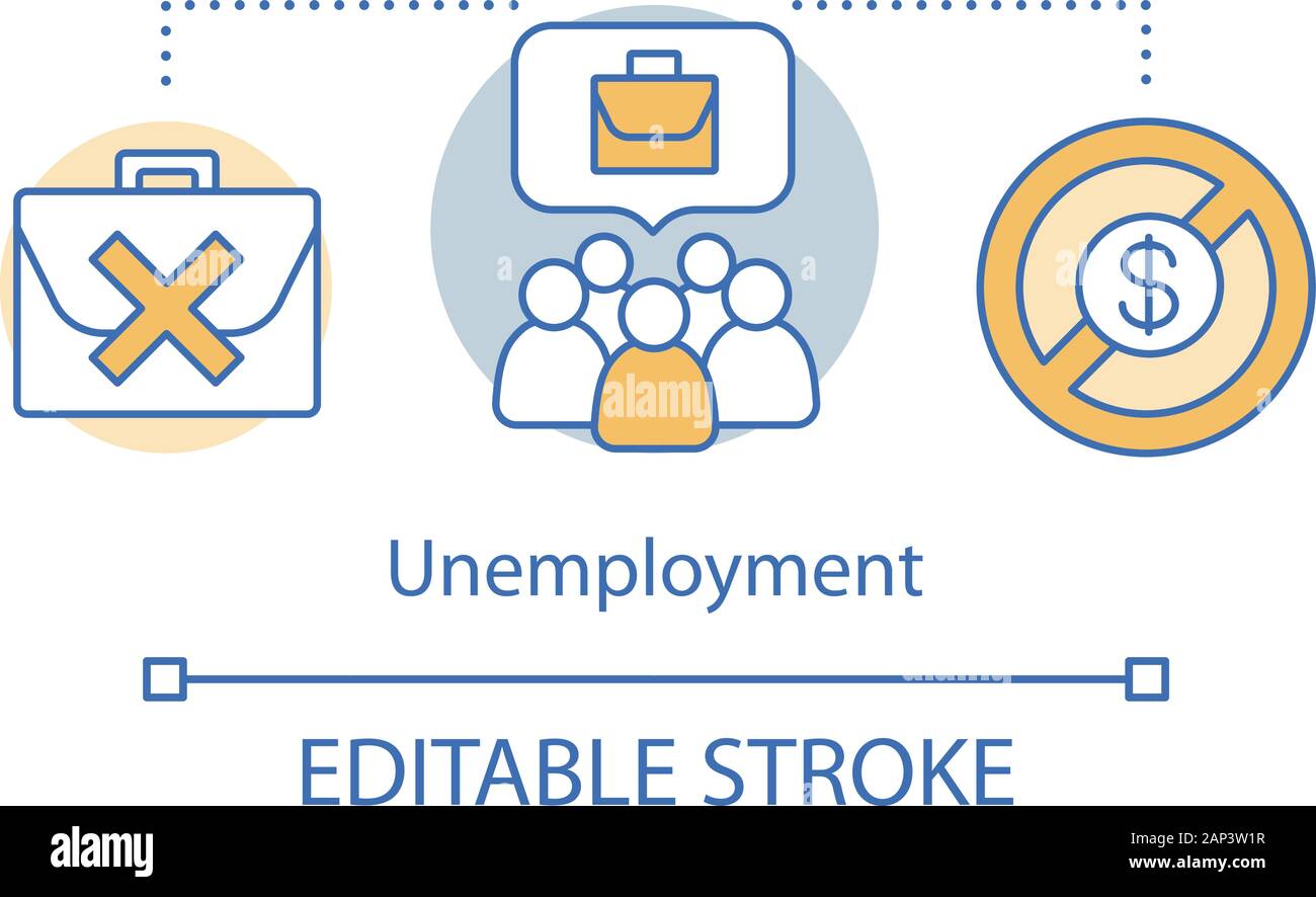 Unemployment concept icon. Joblessness idea thin line illustration. Job ...