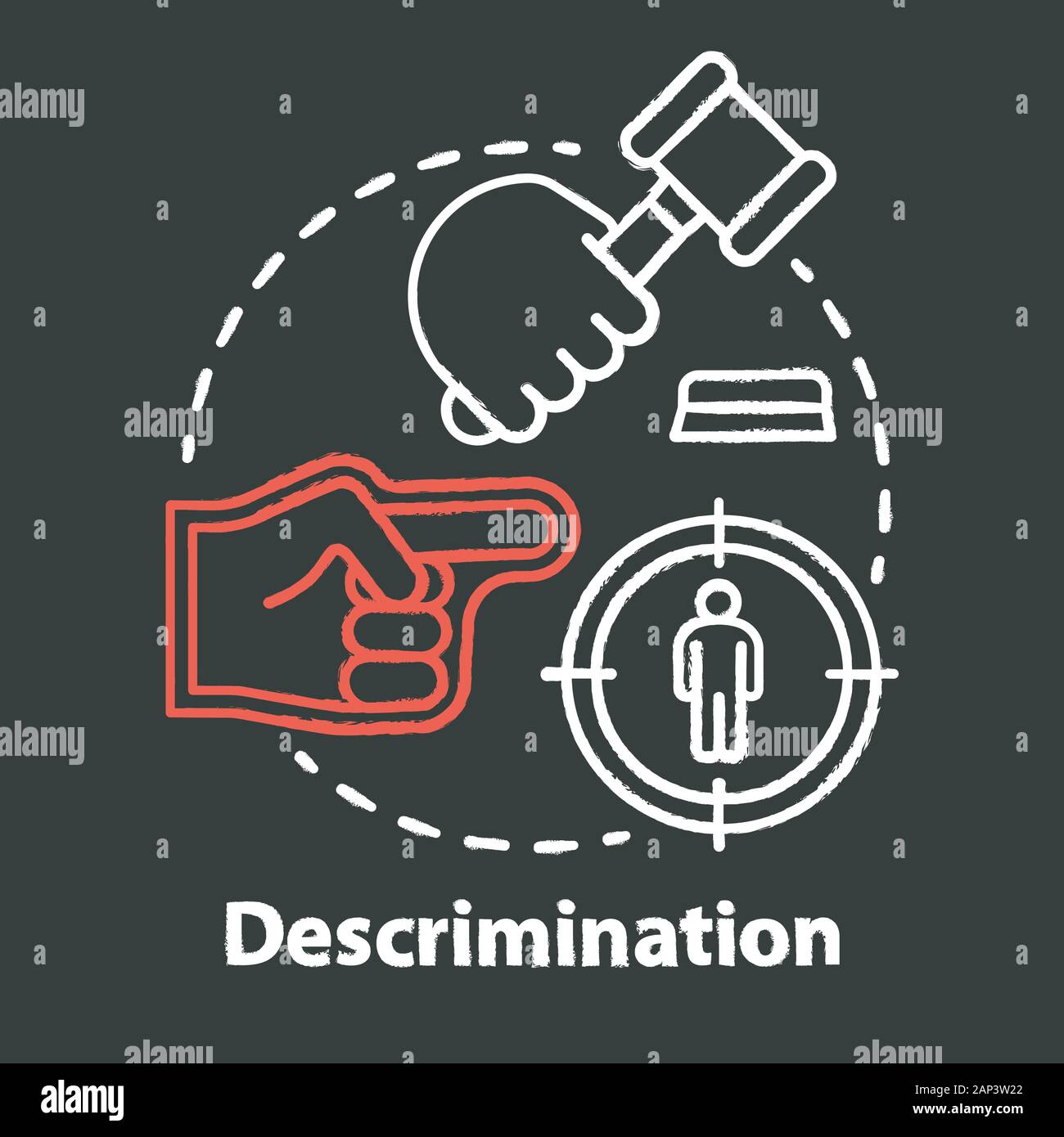 Prejudice & discrimination chalk concept icon. Zero tolerance policy ...