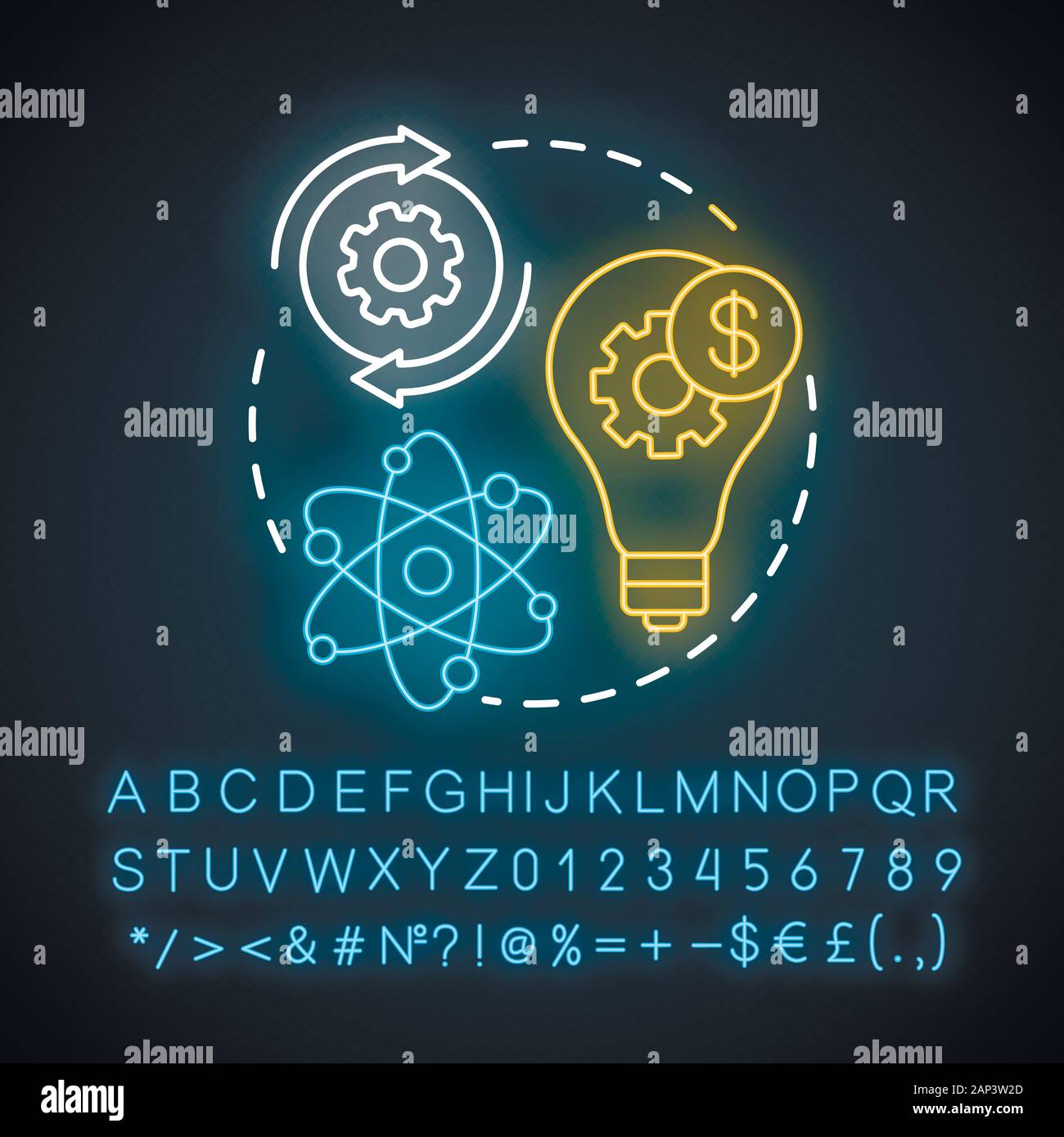 Quaternary neon light concept icon. Knowledge sector idea. Information ... Quaternary neon light concept icon. Knowledge sector idea. Information ...