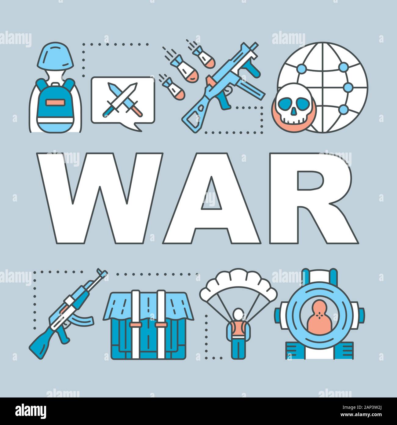 War word concepts banner. Military action, terrorist attacks, warfare ...