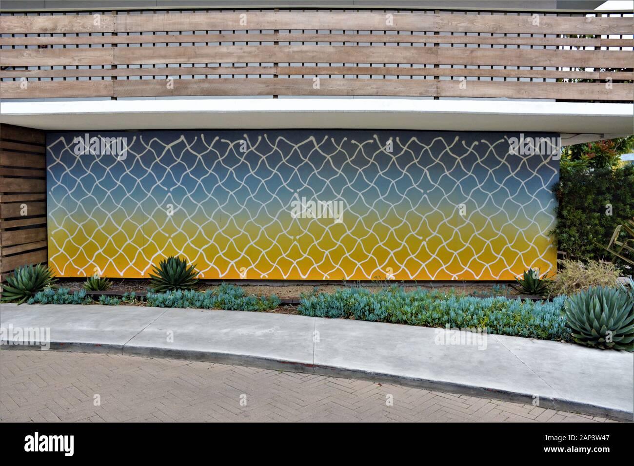 Pattern painted on the wall of a hotel in color geometrical Stock Photo ...