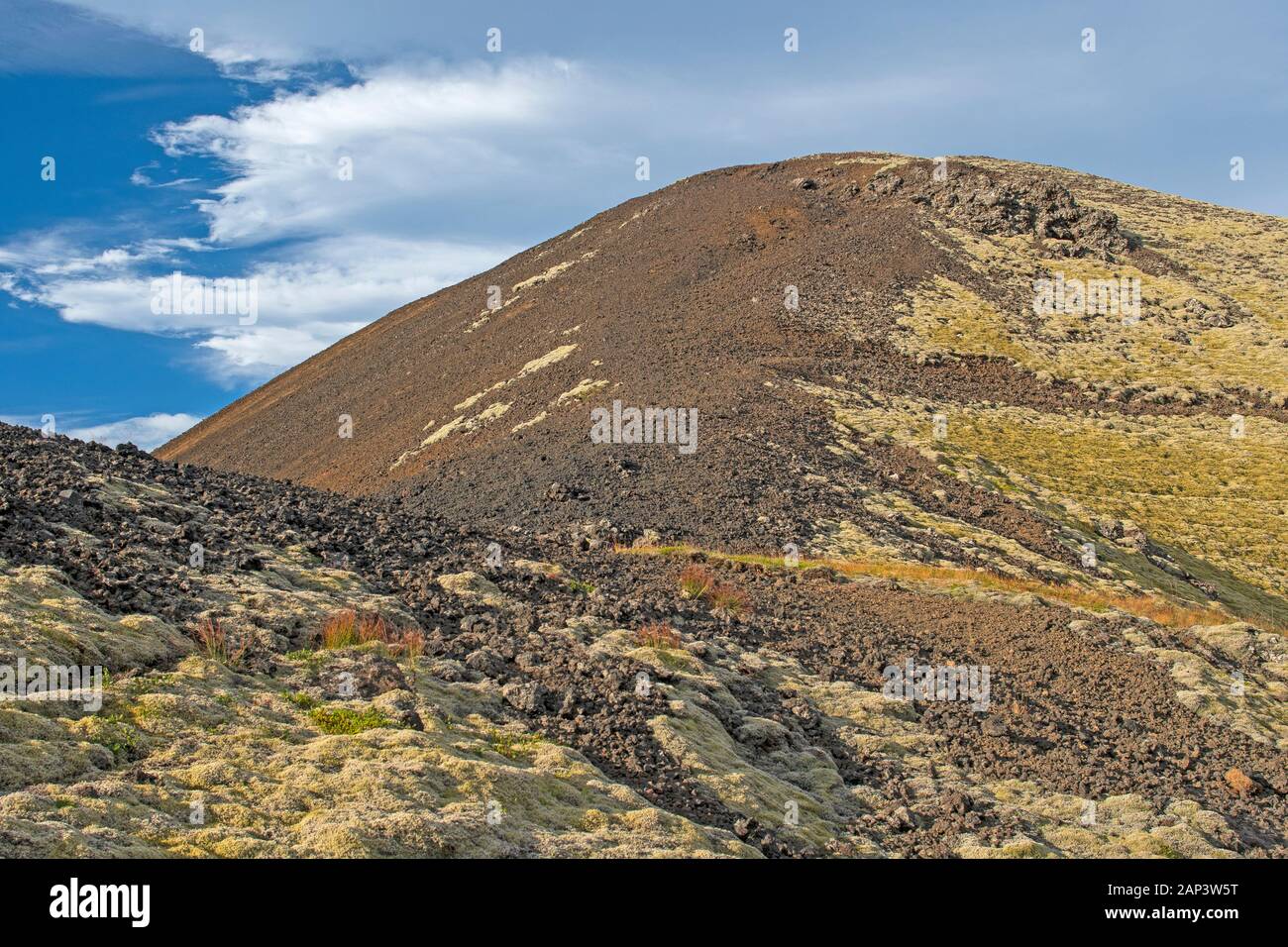 Colorful Grabrok Crater in the Sun near Grabrok, Iceland Stock Photo ...