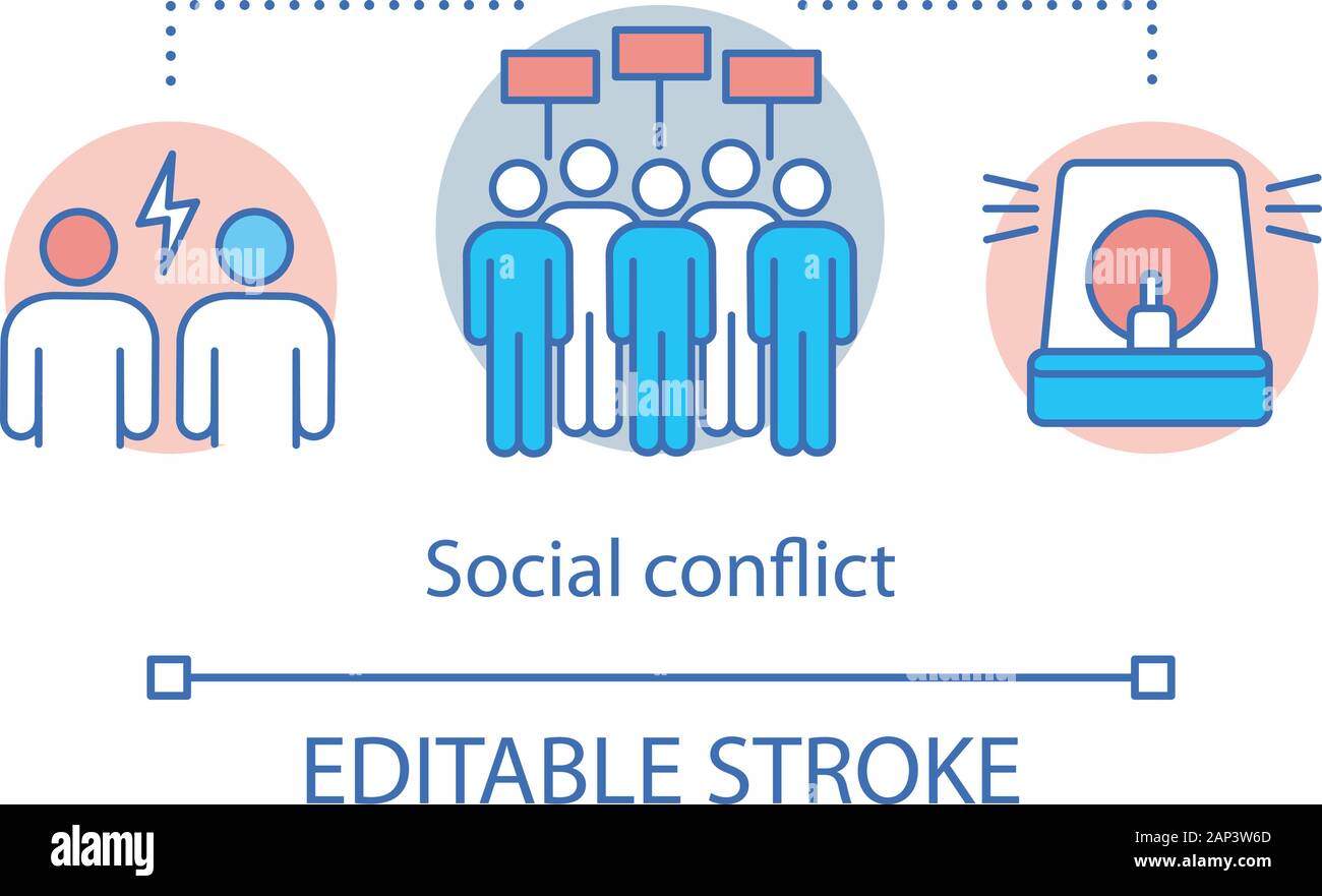 Social conflicts and disputes concept icon. Antisocial behavior and ...