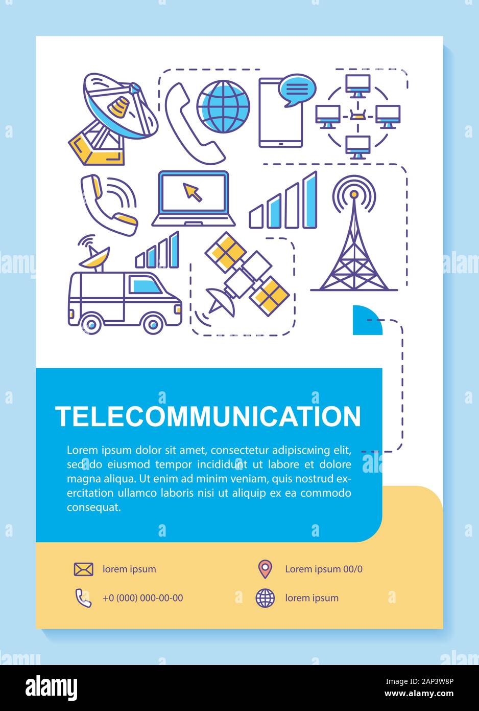 Telecommunication industry poster template layout. TV broadcasting ...