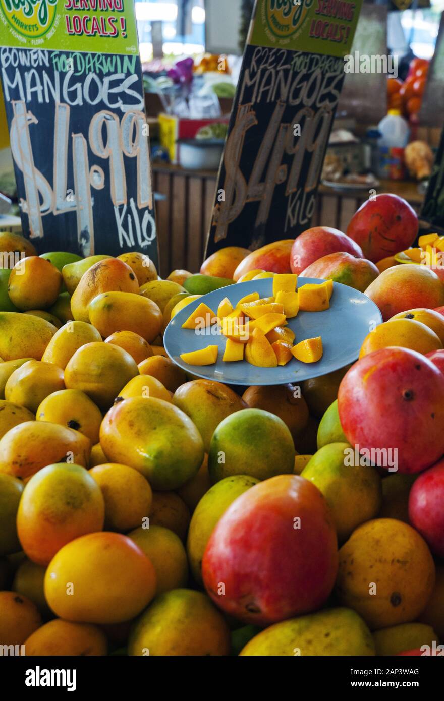 Mango stall at Rusty's Market in Cairns, North Queensland, Australia ...