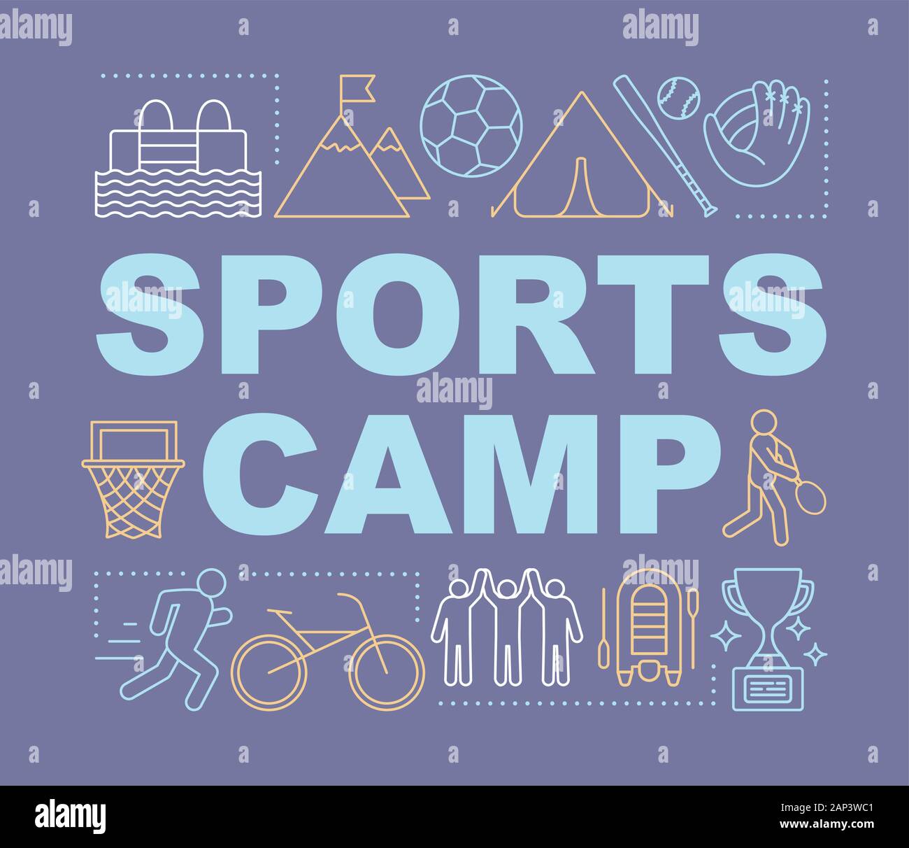 Sports training camp word concepts banner. Active outdoor games and ...