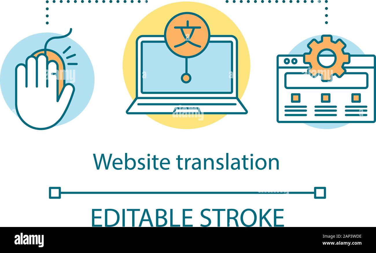 Translation services concept icon. Website translation idea thin line ...