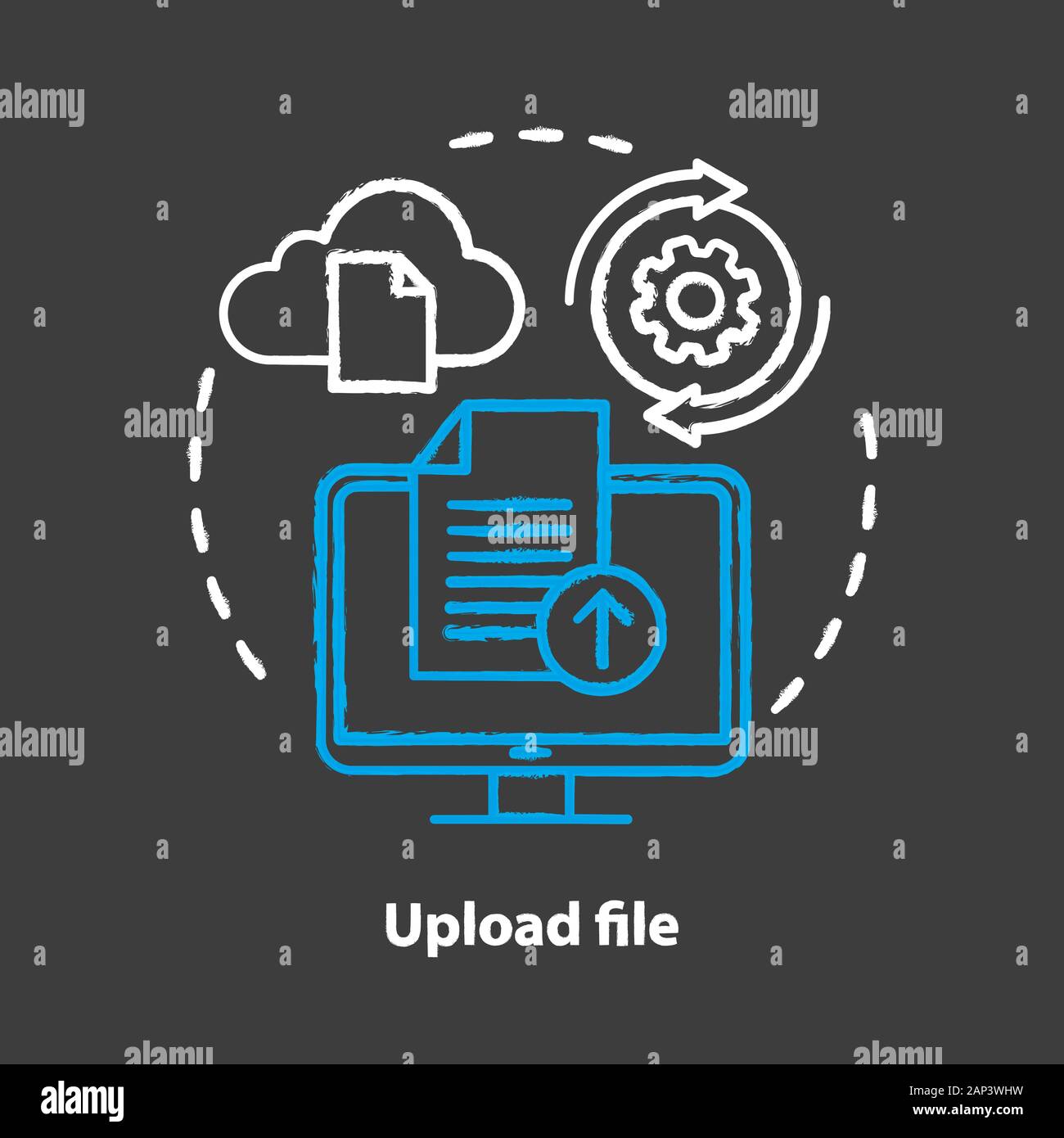 Upload file chalk concept icon. Data transfer idea. Downloading and ... Upload file chalk concept icon. Data transfer idea. Downloading and ...