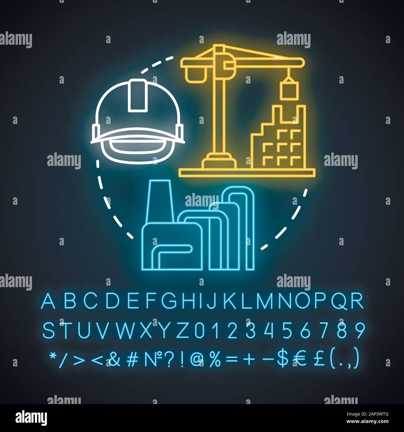 Secondary neon light concept icon. Processing and manufacturing ...