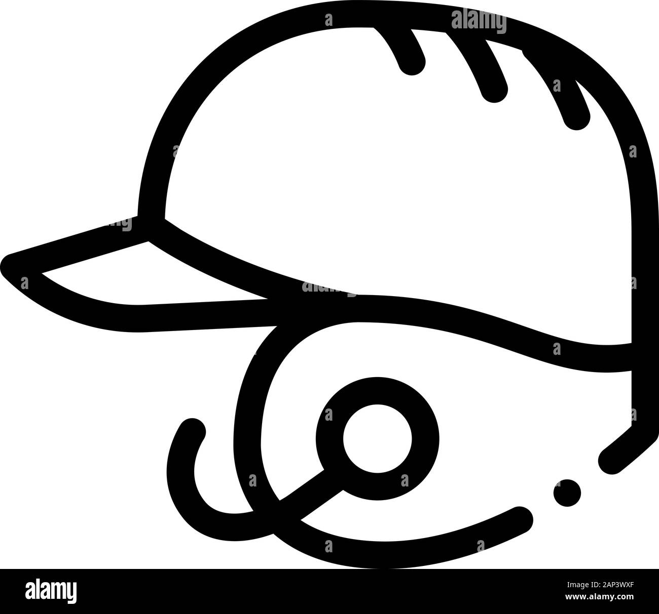 Baseball Helmet Icon Vector Outline Illustration Stock Vector Image ...