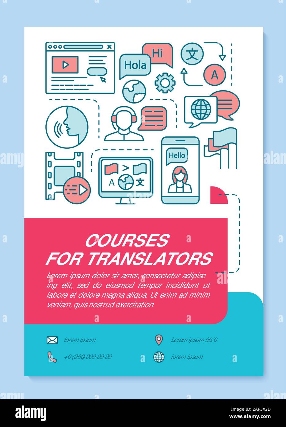 Courses for translators brochure template layout. Interpretation ...