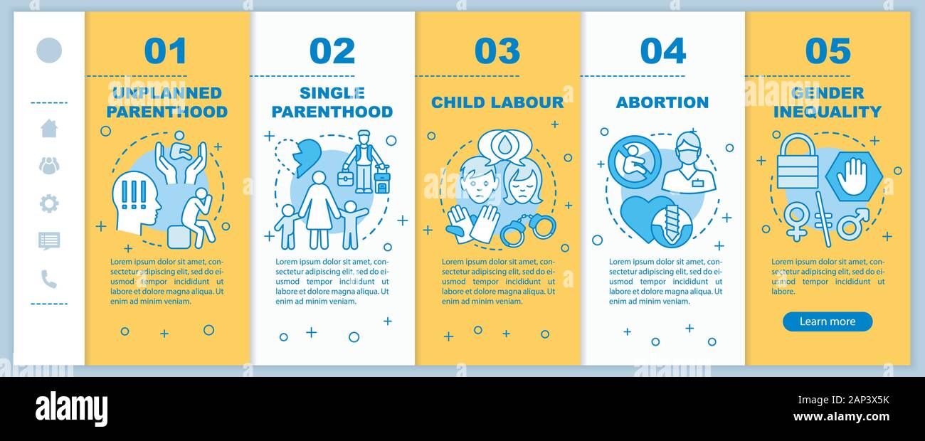 Social issues onboarding mobile web pages vector template. Single ...