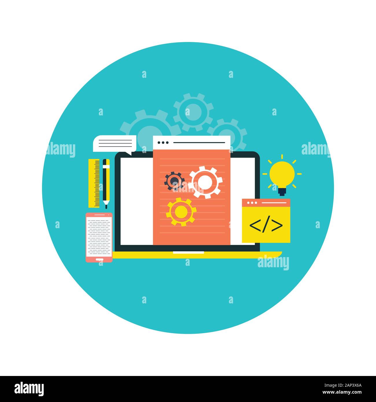 Mobile and Software App Design and Development stock illustration Stock ...