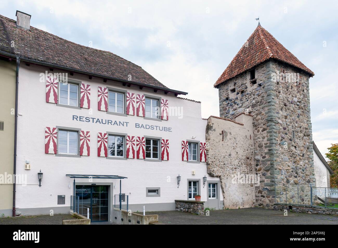 Stein Am Rhein, Switzerland - October 2019: Old buildings renovated to ...