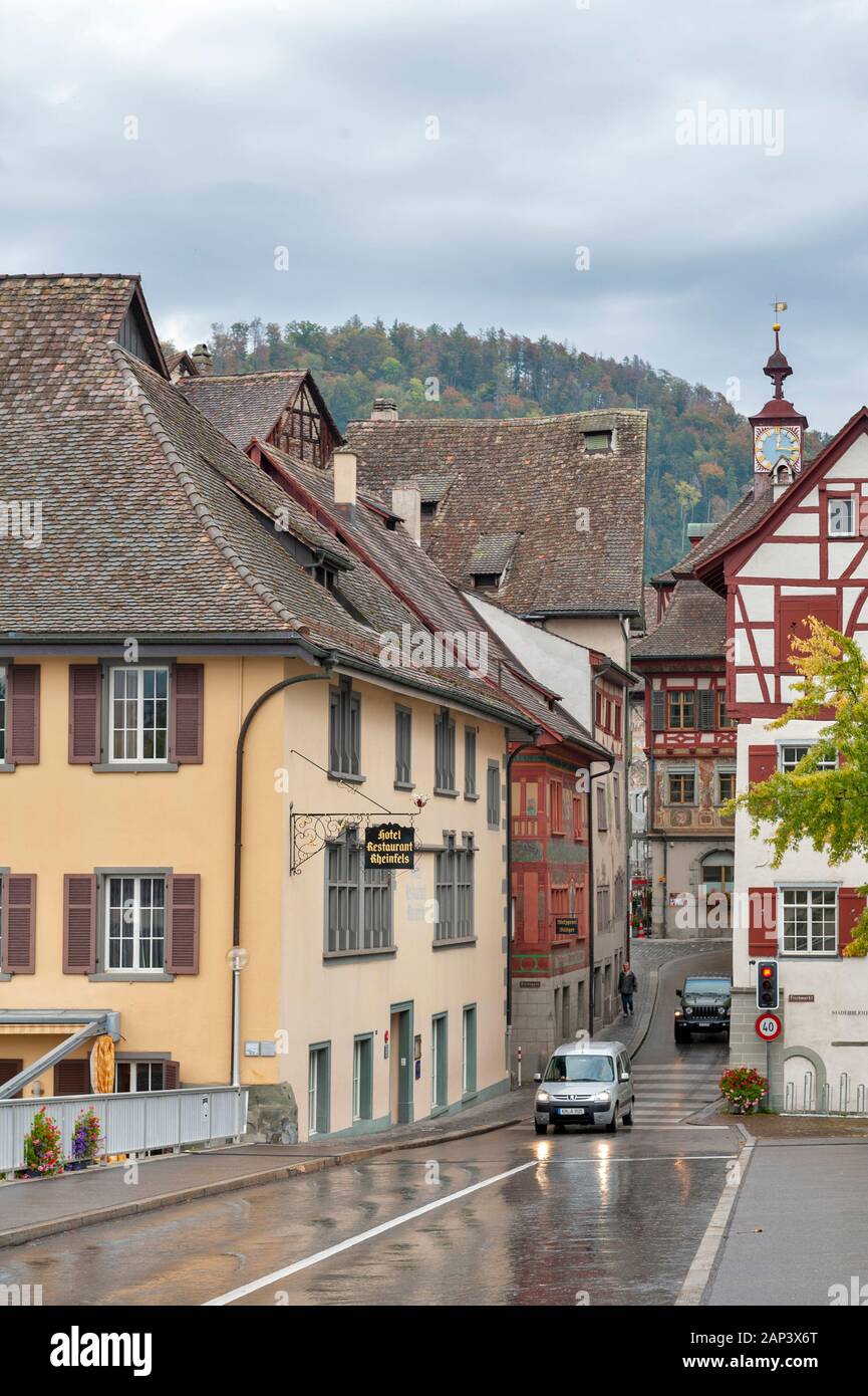 Stein Am Rhein, Switzerland - October 2019: Old buildings renovated to ...