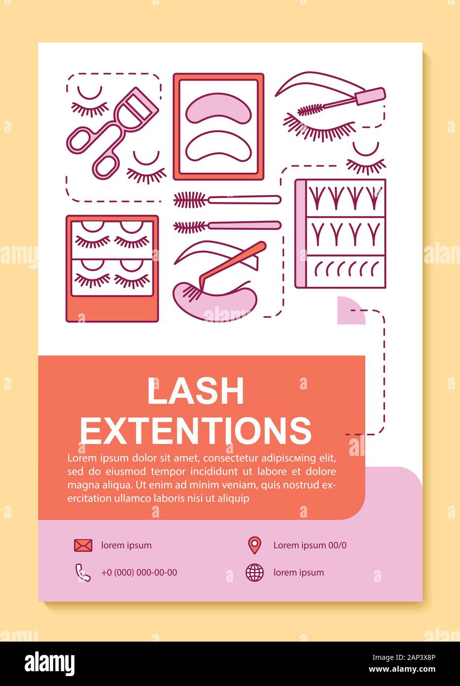 Lash extension poster template layout. False eyelashes, lashes dyeing ...