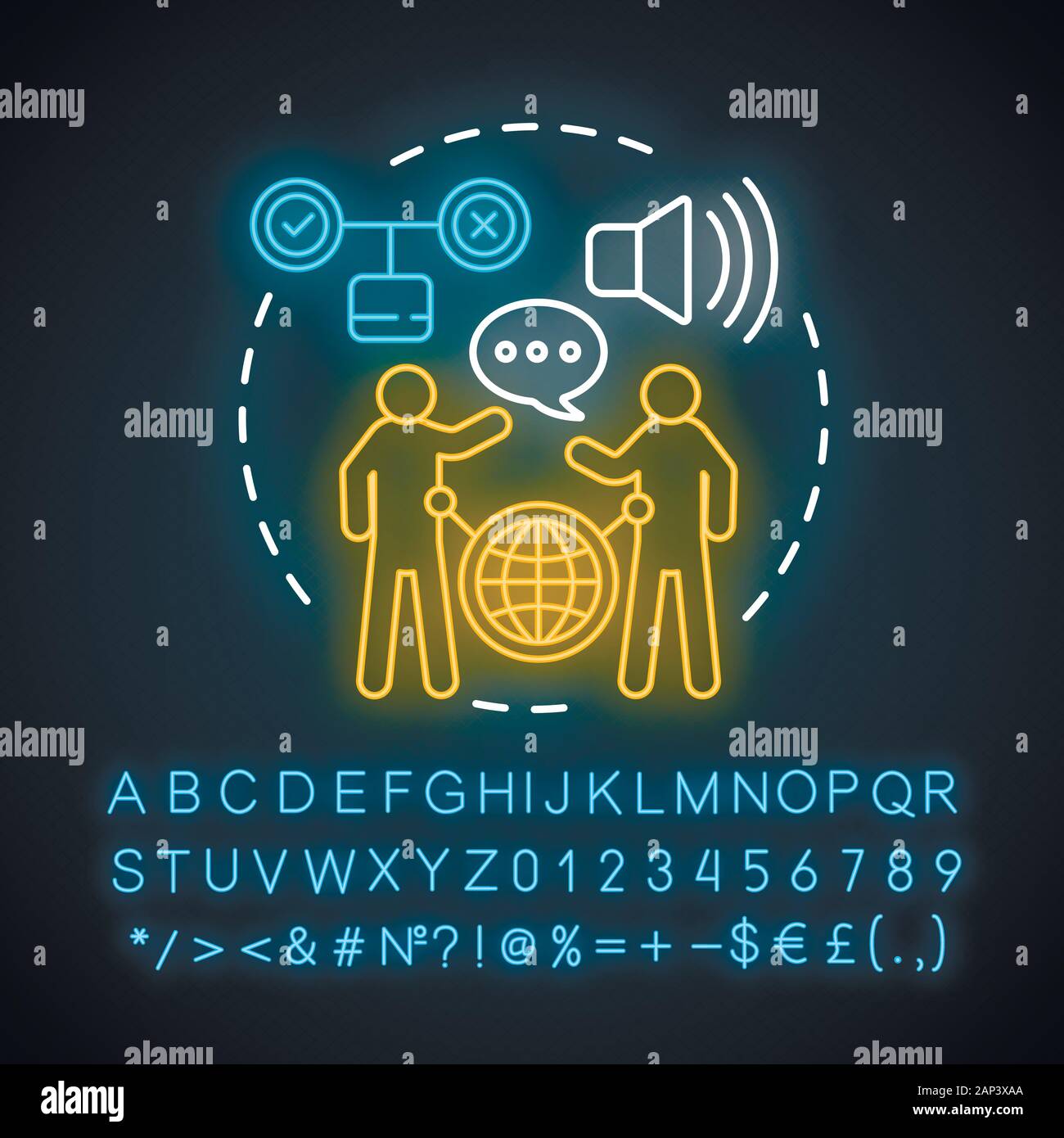 Elections neon light concept icon. Political debate, talking to ...