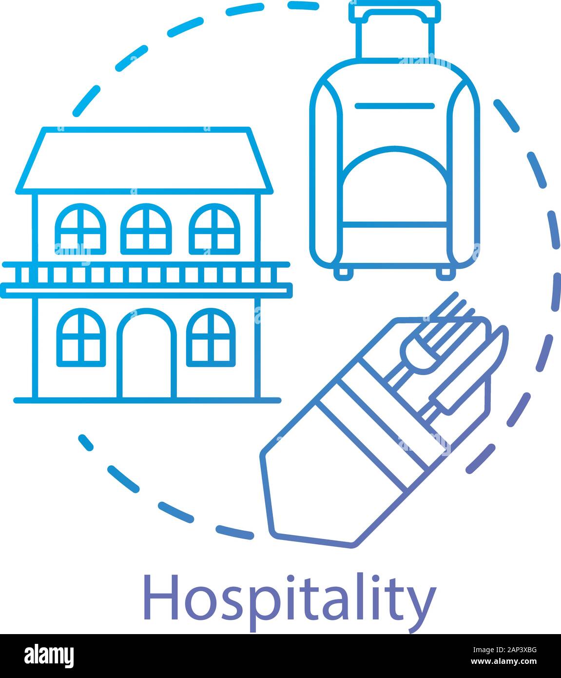 Hospitality concept icon. Lodging industry. Restaurant and hotel ...