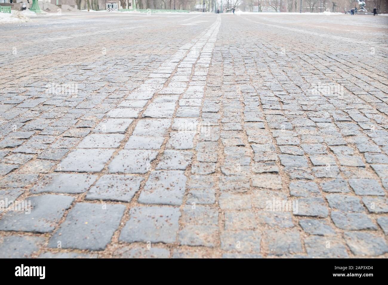 Cobblestone pavement.Vintage stone street road pavement texture Stock ...