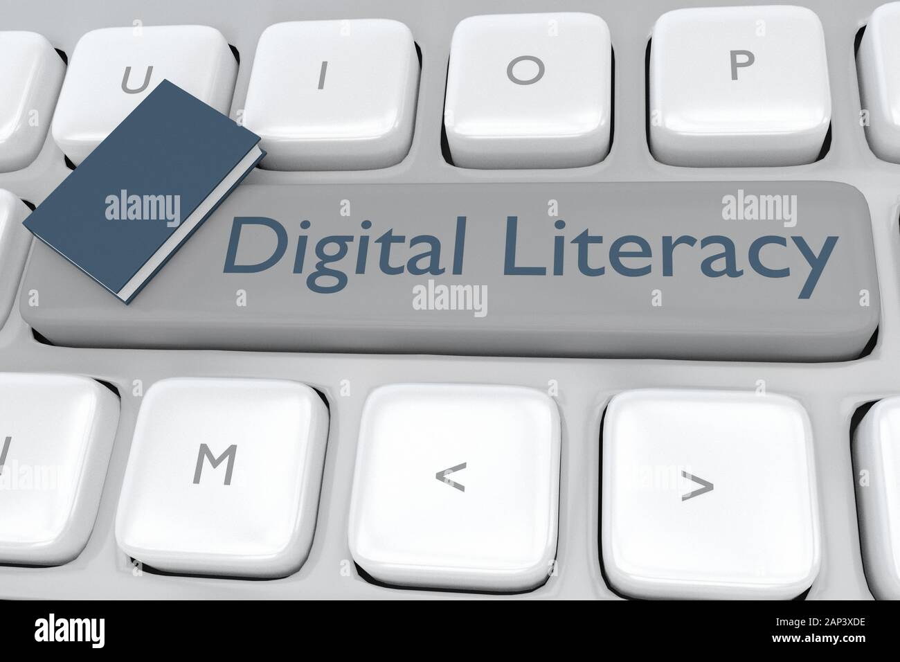 3D illustration of Digital Literacy script with a book placed on a ...